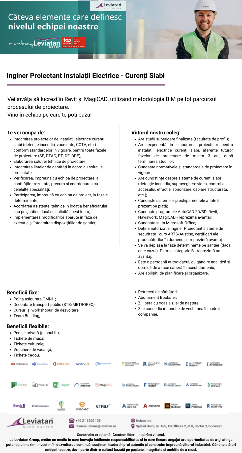 Inginer Proiectant instalatii electrice - curenti slabi - Aplica pe eJobs