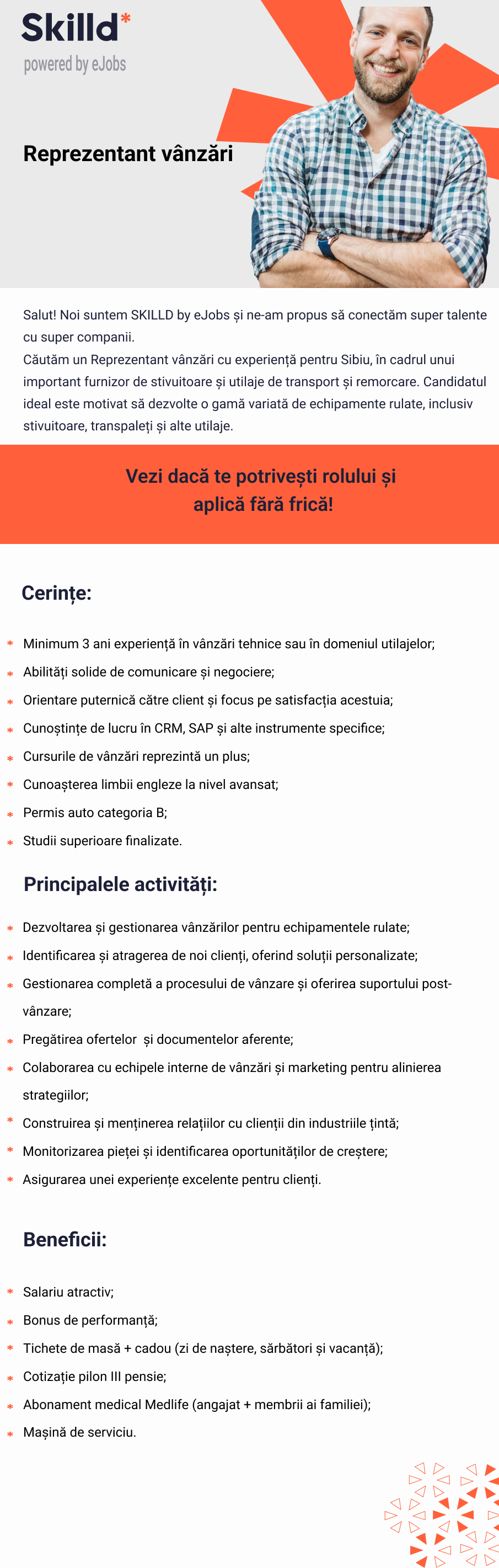 Reprezentant vanzari stivuitoare - Aplica pe eJobs